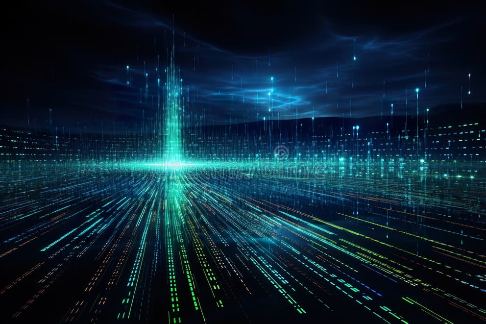 A Rendering of a Technology Data Binary Code Network Background. Stock Image - Image of glowing ...