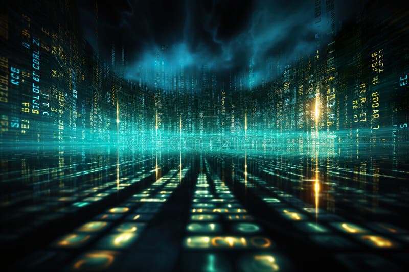 A Rendering of a Technology Data Binary Code Network Background. Stock ...