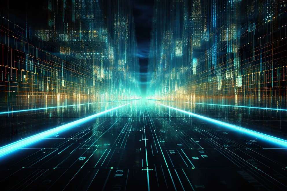 A Rendering of a Technology Data Binary Code Network Background. Stock Illustration ...