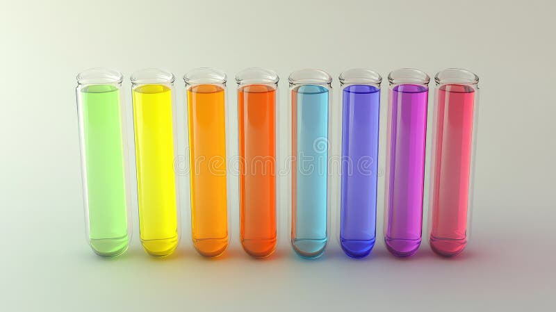 Rendering of Test Tubes with Different Colors Stock Photo - Image of ...