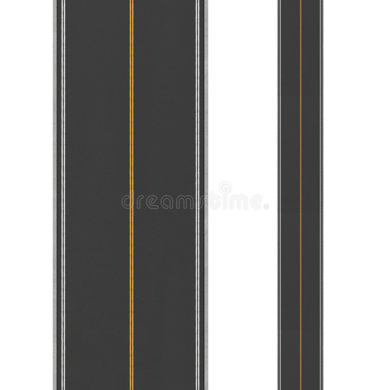 Rendering of Two-way Road on White Background. Top View. Stock ...