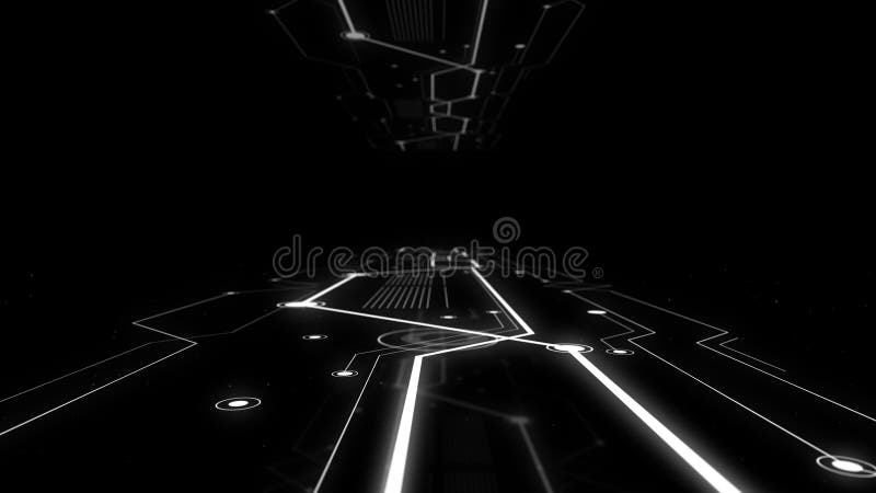Rendering of Virtual Sci-fi Spaceship Platform with Glowing Network on ...