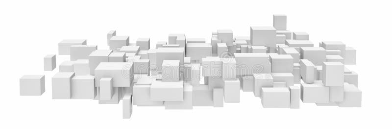 Rendering of White Square and Rectangle Blocks Stock Illustration ...