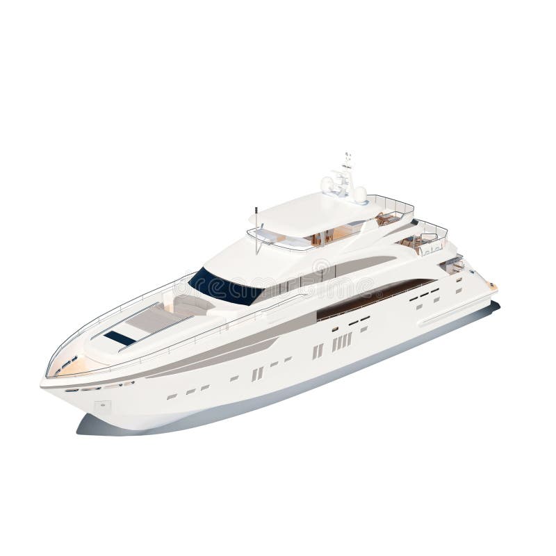 Rendering of a White Yacht Floating in the Water Stock Illustration ...