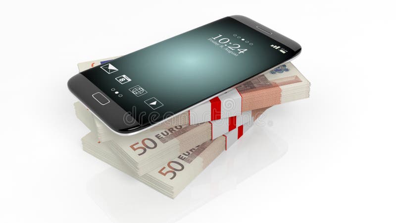 Rendição 3D Do Smartphone Em 50 Euros Ilustração Stock - Ilustração de ...