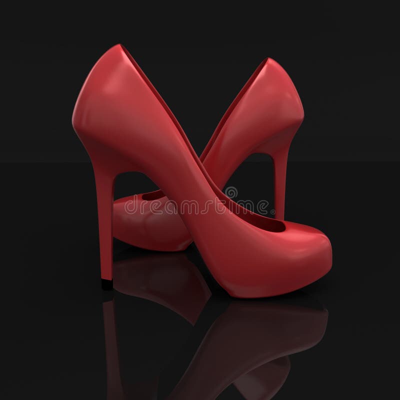 Rendu 3D D'une Paire De Talon Haut Rouge Illustration Stock ...