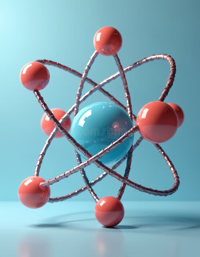 Renewable Atom Model Illustration. Modern Atomic Structure with Vibrant ...