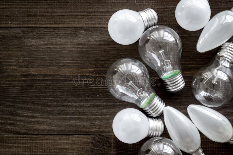 Renewable Eco Energy Concept - Light Bulbs, Top View Stock Image ...