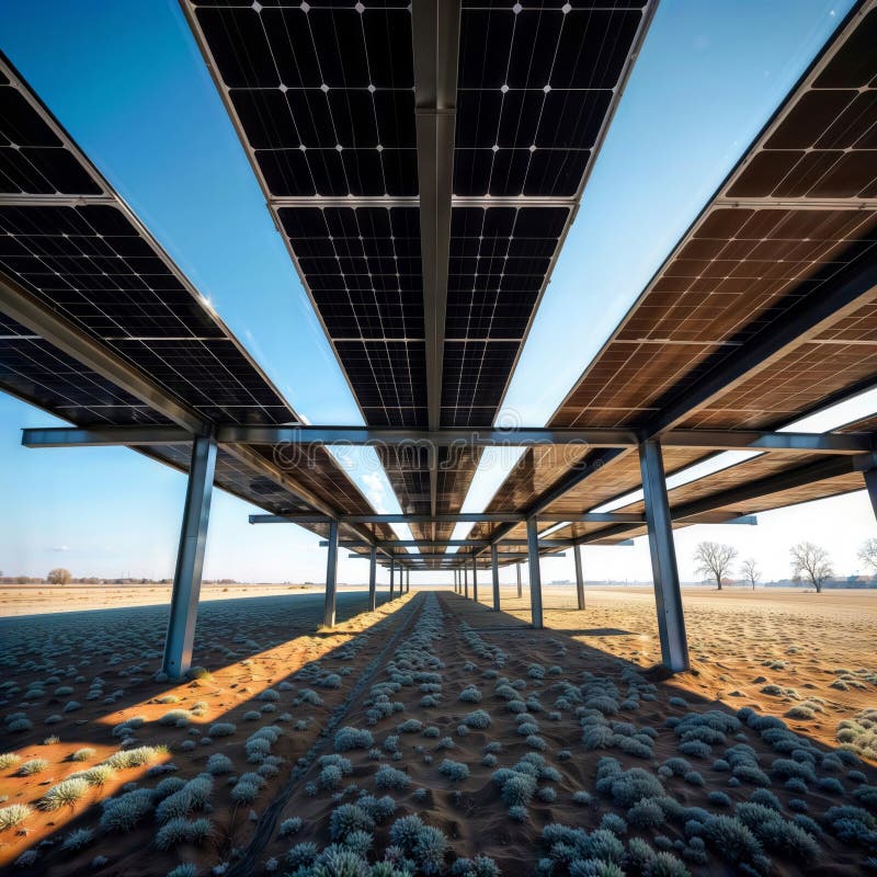 Dusk Glow: Solar Panels in Twilight, Generative Ai Stock Illustration ...