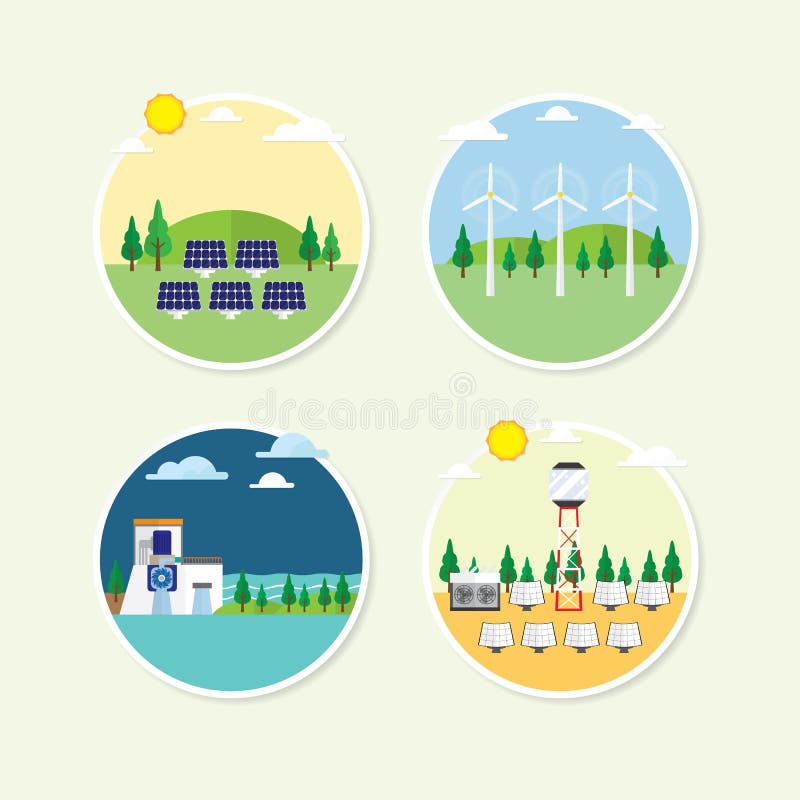 Renewable Energy Circle Icon Stock Vector - Illustration of transfer ...