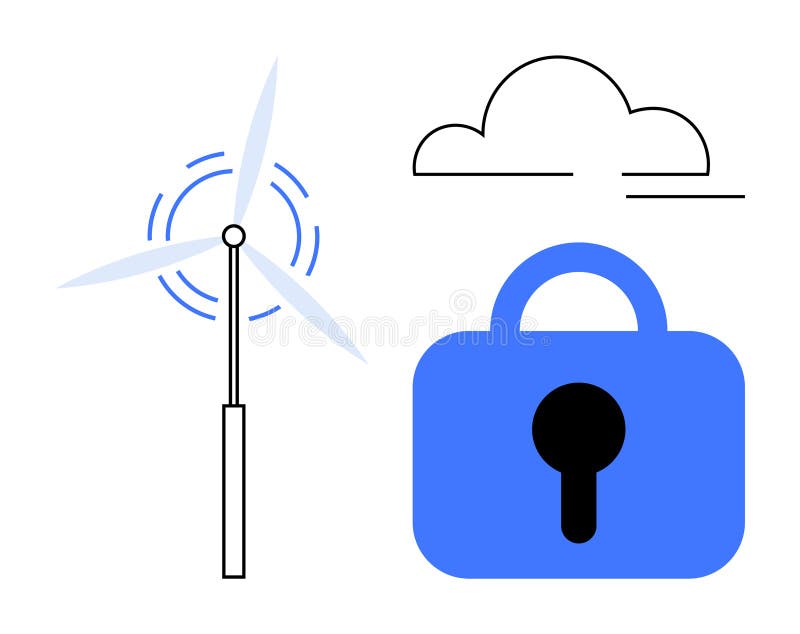 Renewable Energy, Cloud Computing, and Cybersecurity Symbols in Modern ...