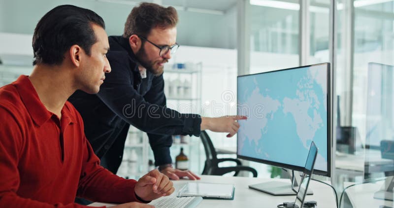 Renewable Energy, Computer and Teamwork with Business People and ...