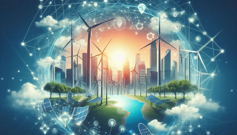 Renewable Energy Conceptual Image with Solar Power and Wind Power ...