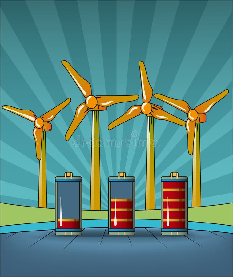 Renewable Energy Earth Sun Wind And Water Stock Vector Illustration