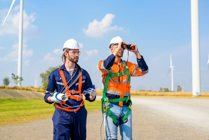 Renewable Energy Engineer Working on Wind Turbine Stock Photo - Image ...