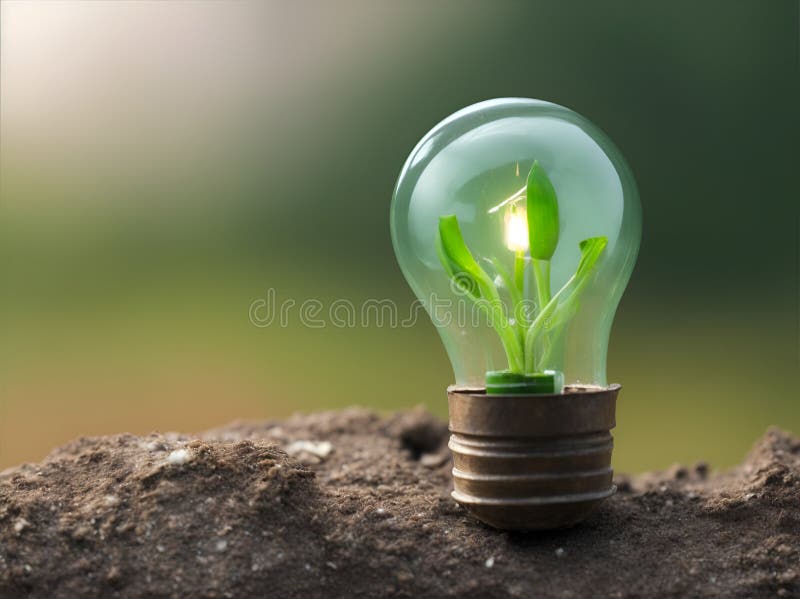 Renewable Energy.Environmental Protection. Green World Map on the Light ...