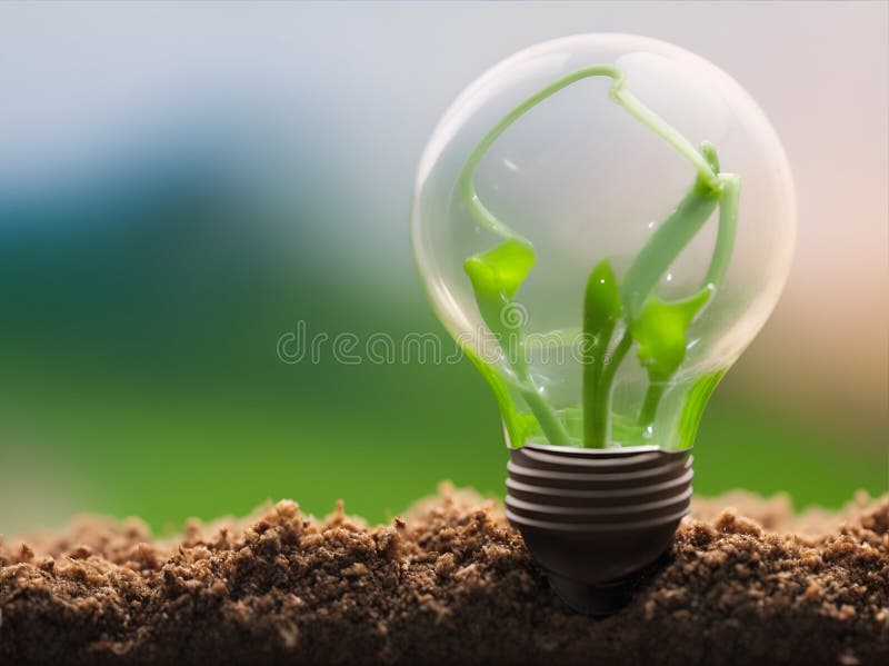 A Green Light Bulb on a Green Background. Green Energy. Renewable ...