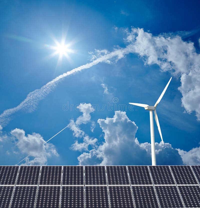 Renewable Energy Generation - Wind Turbines and Solar Plants Stock ...