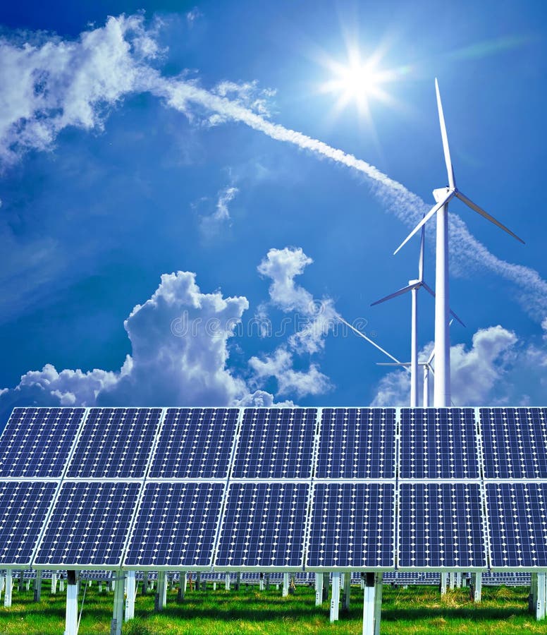 Renewable Energy Generation - Wind Turbines and Solar Plants Stock ...