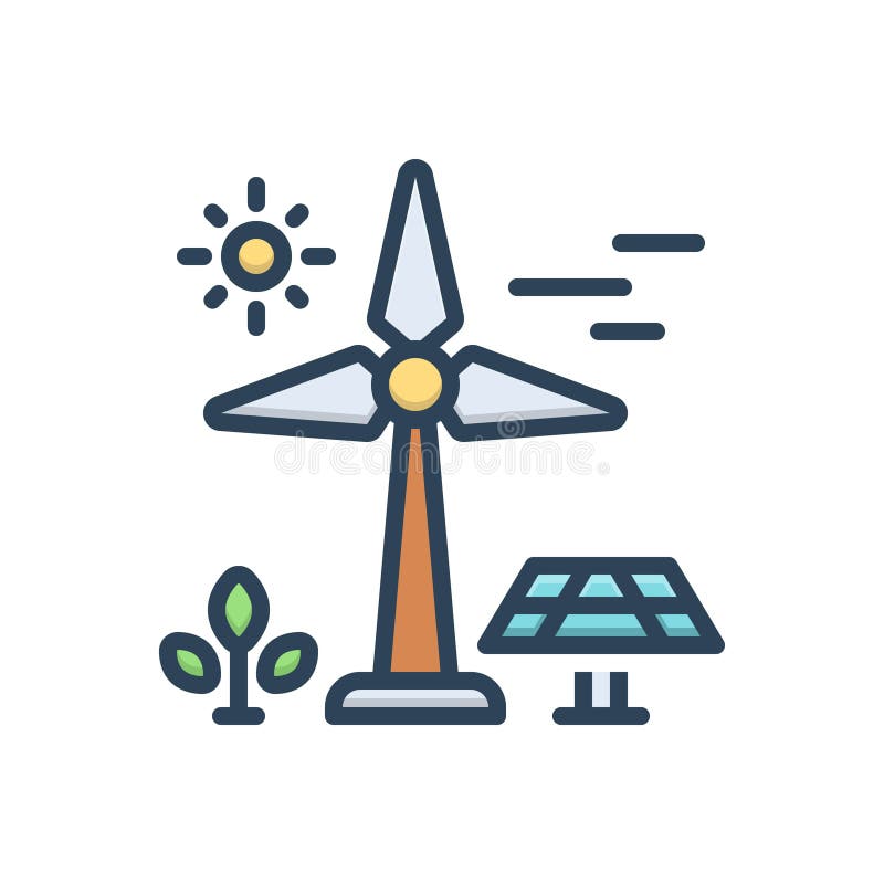 Color Illustration Icon for Renewable Energy, Renewable Andsolar Stock ...