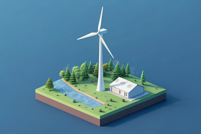 Renewable Energy Innovation Concept- Digital 3D Wind Turbine in Low ...