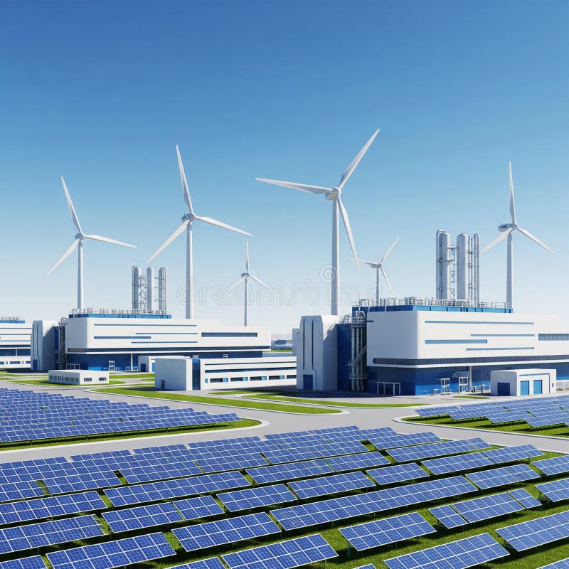 Renewable Energy Innovations in the Modern Era Stock Illustration ...