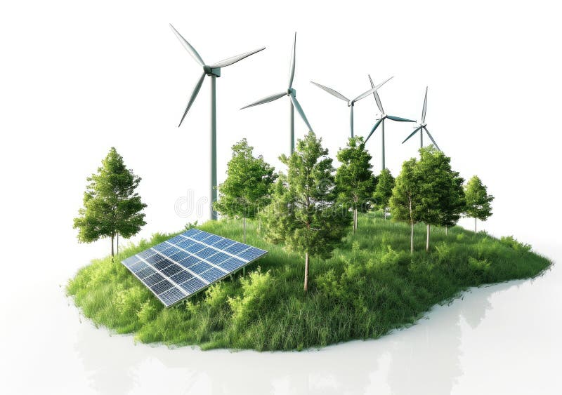 Renewable Energy Island Concept Stock Illustration - Illustration of ...