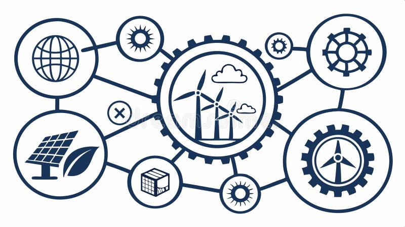 Renewable Energy Network, Wind and Solar Power Integration Vector ...