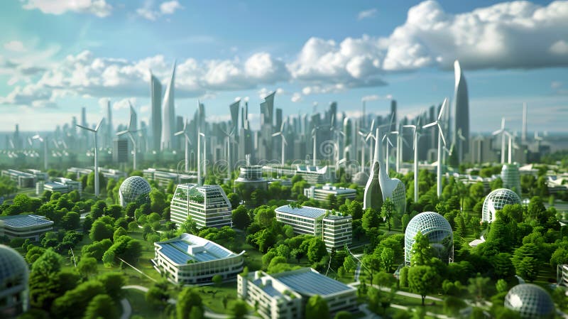 Renewable Energy-Powered City City Running Entirely Stock Illustration ...