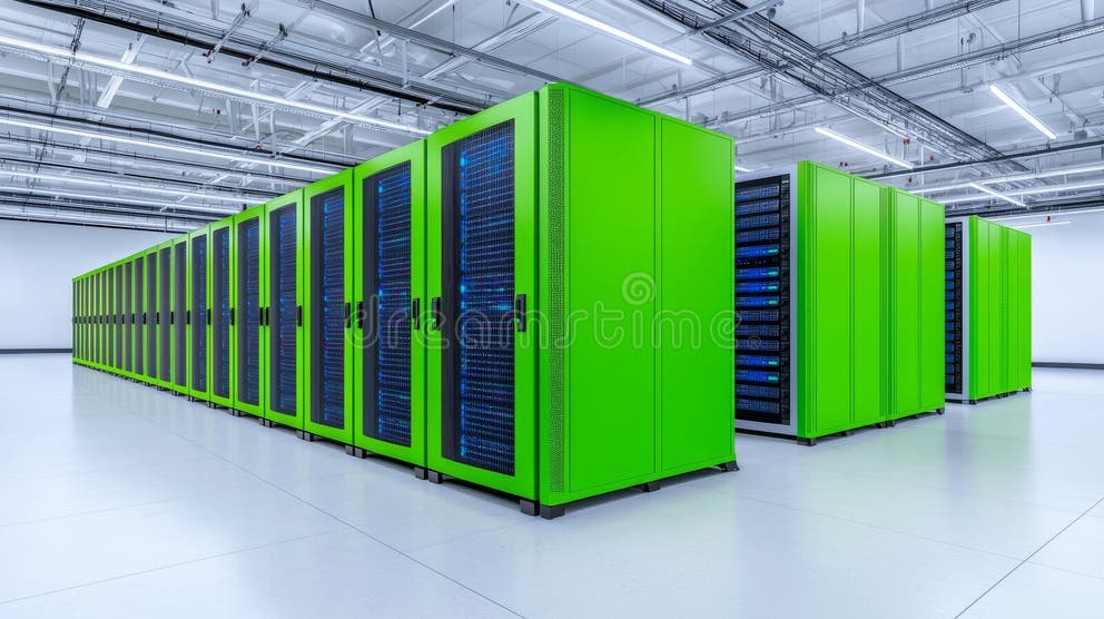 Renewable Energy Powered Green Cloud Technology and Data Center Storage. Concept Green ...