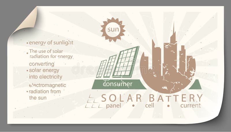 Renewable Energy from Solar Battery Templates Infographics Stock ...