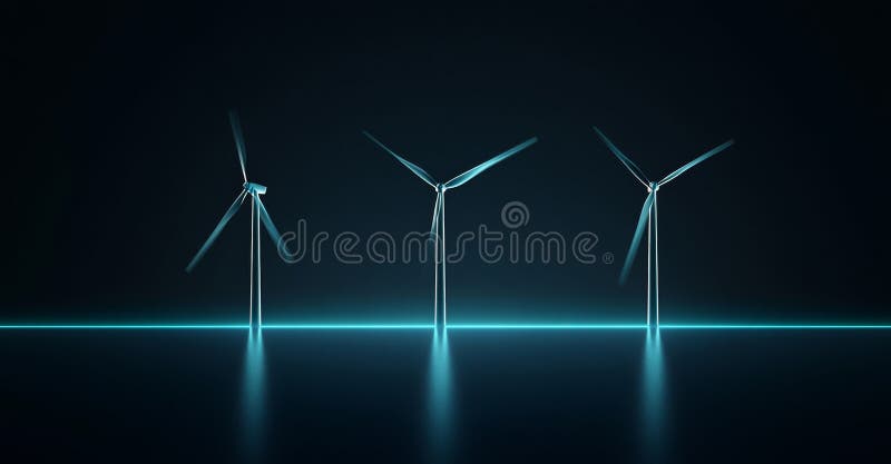 Renewable Energy Source of Abstract Blue Low Poly Wind Turbine with ...