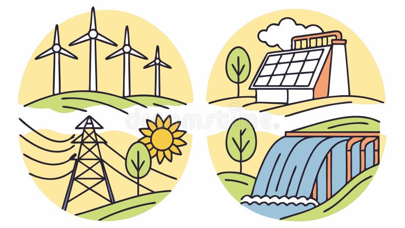 Renewable Energy Sources Icons Vector Set, Vector Design Generative AI ...