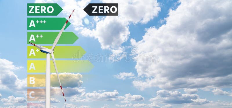 Renewable Energy Sources with Energy Label. Arrow Points To Zero. Zero ...
