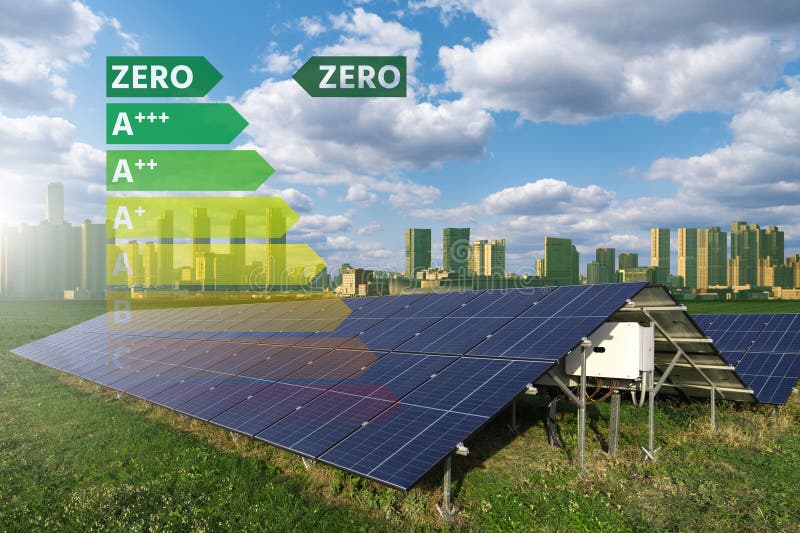 Renewable Energy Sources with Energy Label. Arrow Points To Zero Stock ...