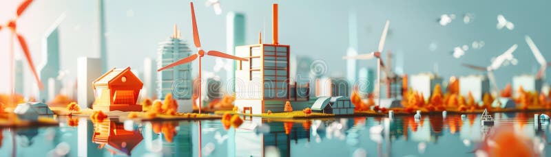 Renewable Energy Sources Represented with Bright Abstract 3D Models ...