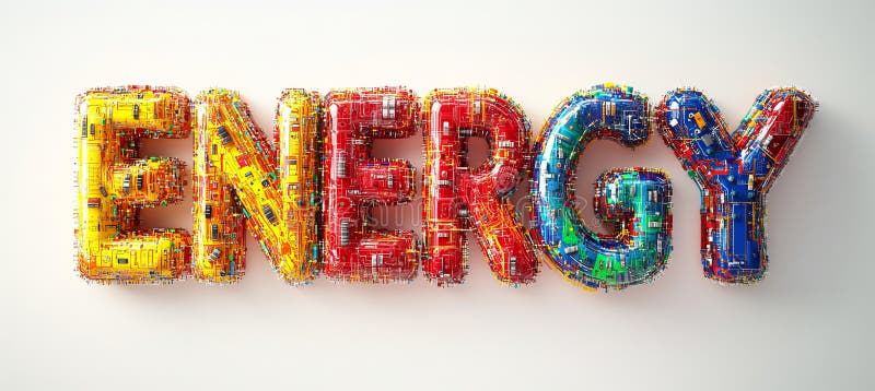 Renewable Energy Sources. the Word ENERGY Composed from Batteries with ...