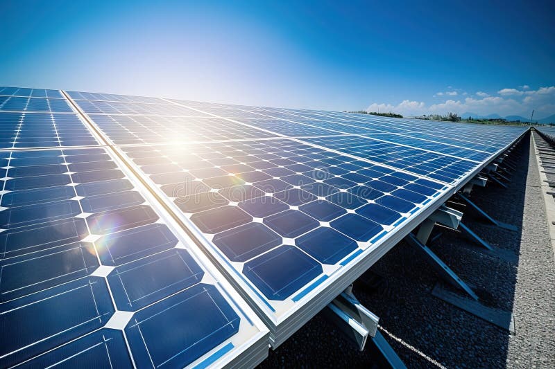 Renewable Energy System with a Group of Solar Panels. Generative AI ...