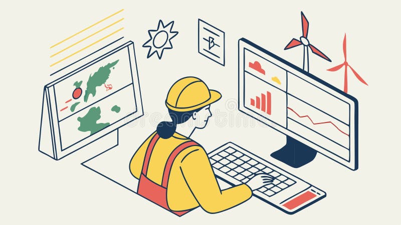 Renewable Energy Systems, Engineer with Computers, Sustainable Tech ...