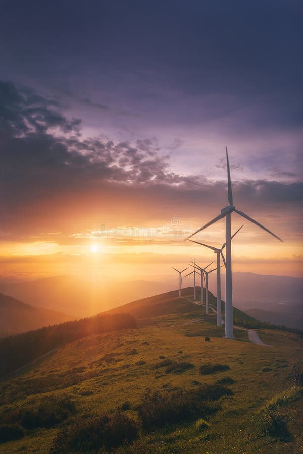 Renewable Energy with Wind Turbines Stock Photo - Image of ...