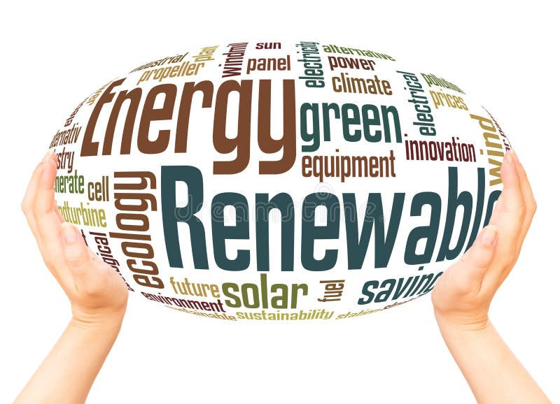 Renewable Energy Word Hand Sphere Cloud Concept Stock Photo - Image of ...