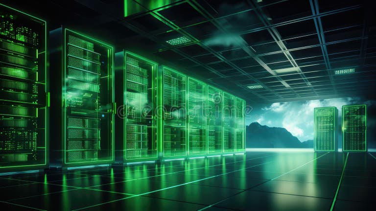 Renewable Green Cloud Computing Stock Illustration - Illustration of ...