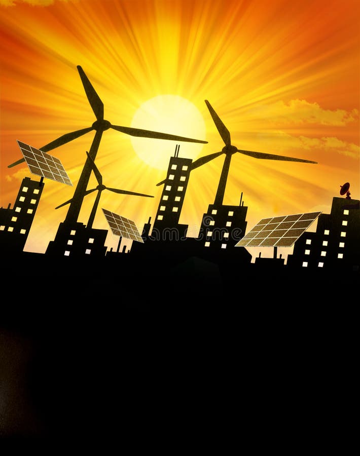 Renewable Green Energy Background Stock Illustration - Illustration of ...