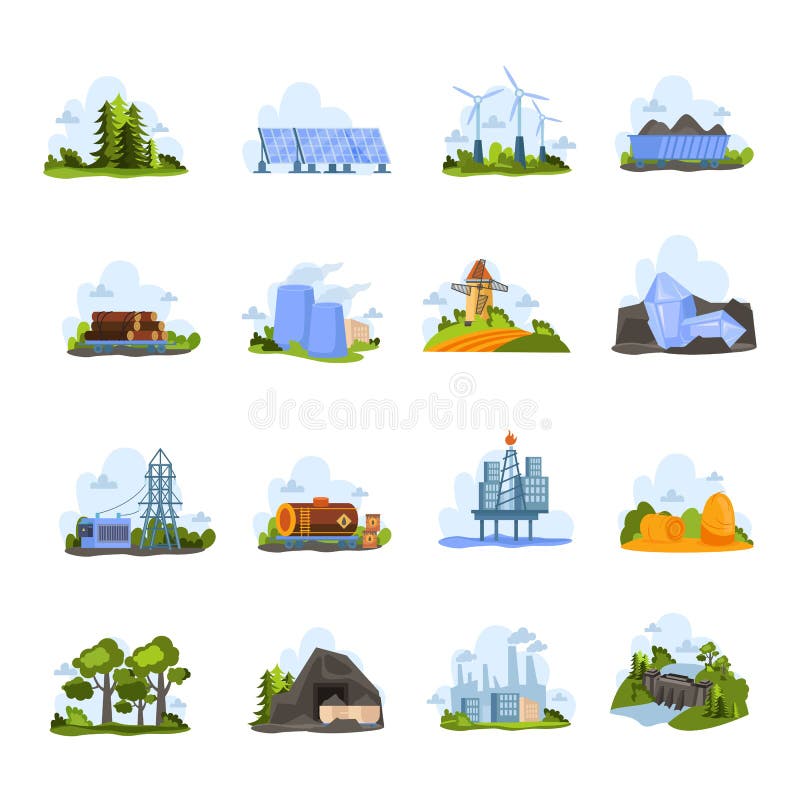 Renewable and Nonrenewable Resources Flat Icons Stock Vector ... Renewable and Nonrenewable Resources Flat Icons Stock Vector ...