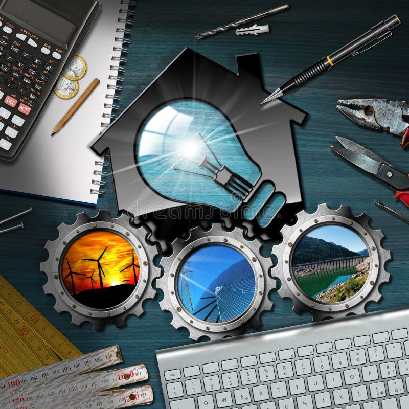 Renewable Resources - House with Light Bulb Stock Photo - Image of fuel ...