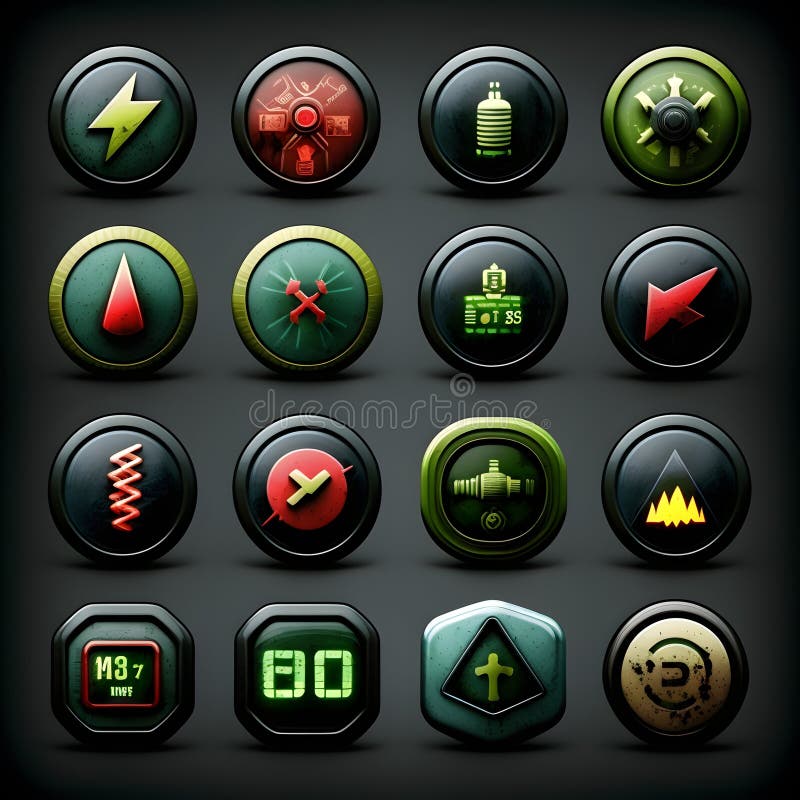 Renewable Resources Icons Multiple on a Dark Grey Black Background ...