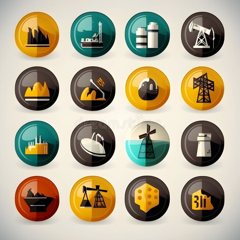 Renewable Resources Icons Multiple on a Grey Background Suitable for ...