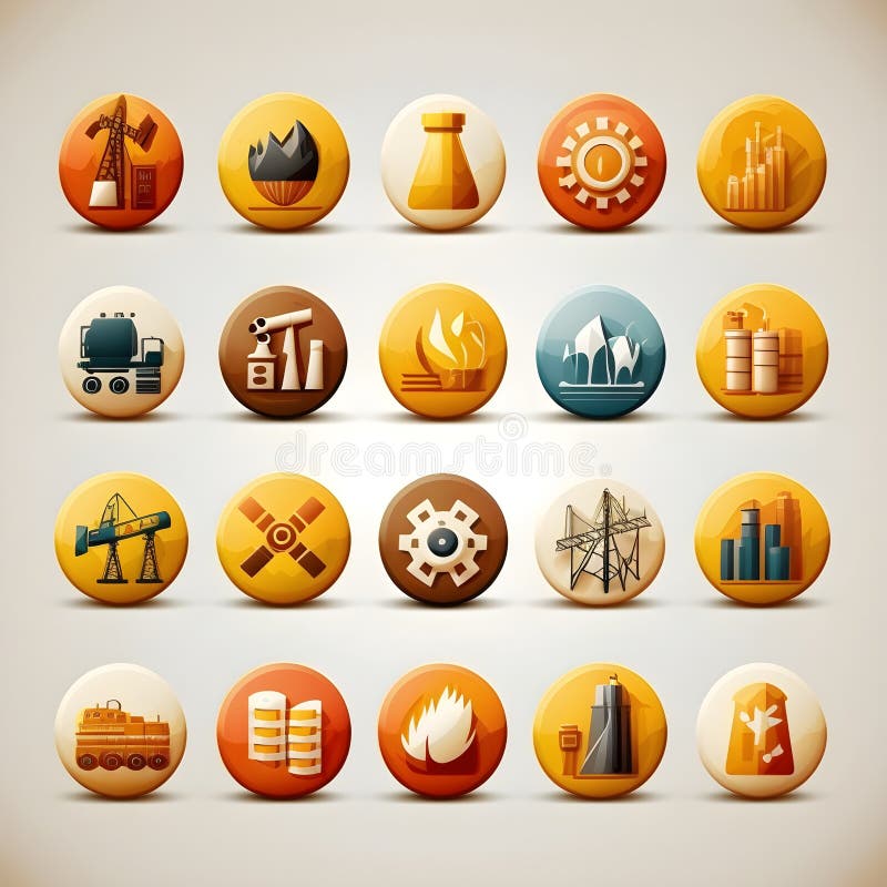 Renewable Resources Icons Multiple on a Ivory Cream Background Suitable ...