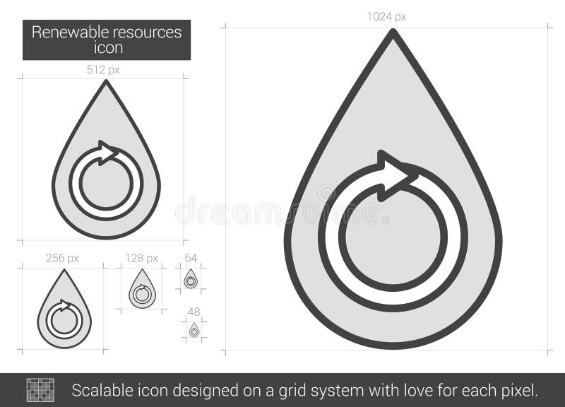 Renewable Resources Line Icon. Stock Vector - Illustration of arrow ...