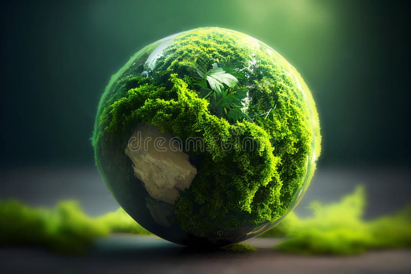Renewable Sources Green Globe Earth. Generative Ai Stock Illustration ...